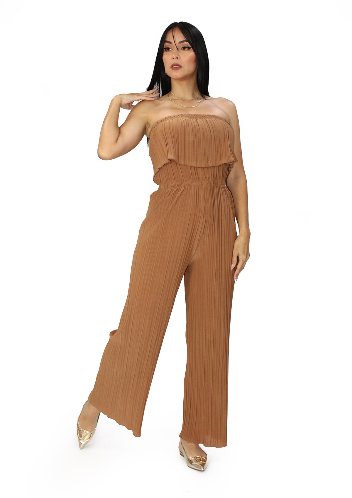 SU-JP-903 Cognac Jumpsuit de Mujer – Pompis Stores